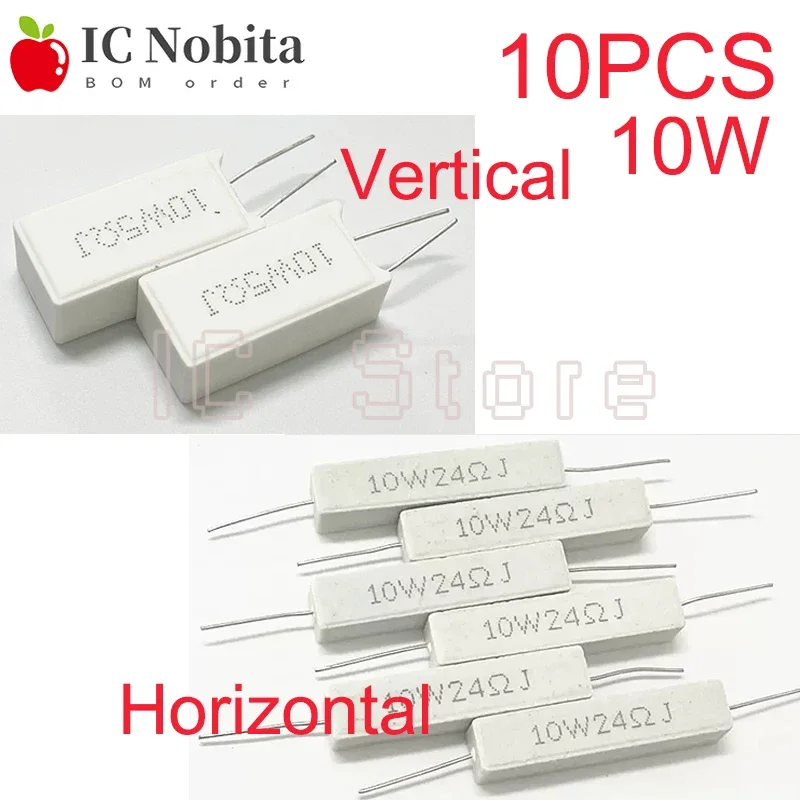 10PCS-10W-Cement-Ceramic-Resistor-Power-Resistance-5-0-1-100K-0-1R-10R ...