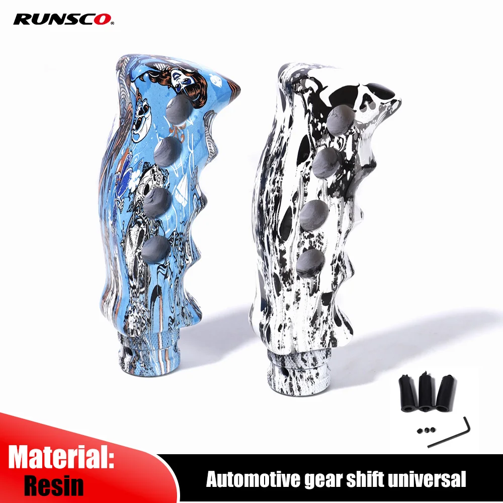 Resin Graffiti Gear Shift Knob Racing Car Mixed Pattern Shifting head ...