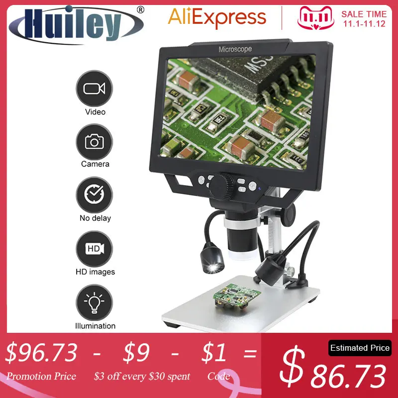 9-inch Hd Digital Microscope For Soldering Repair Magnification 1600x ...