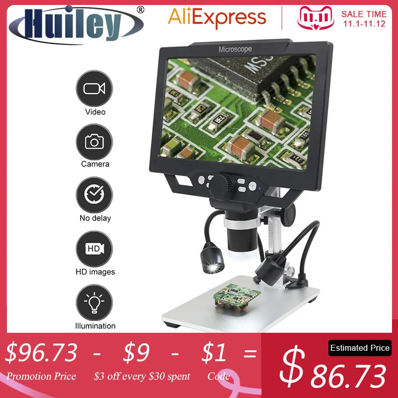 9-inch Hd Digital Microscope For Soldering Repair Magnification 1600x ...