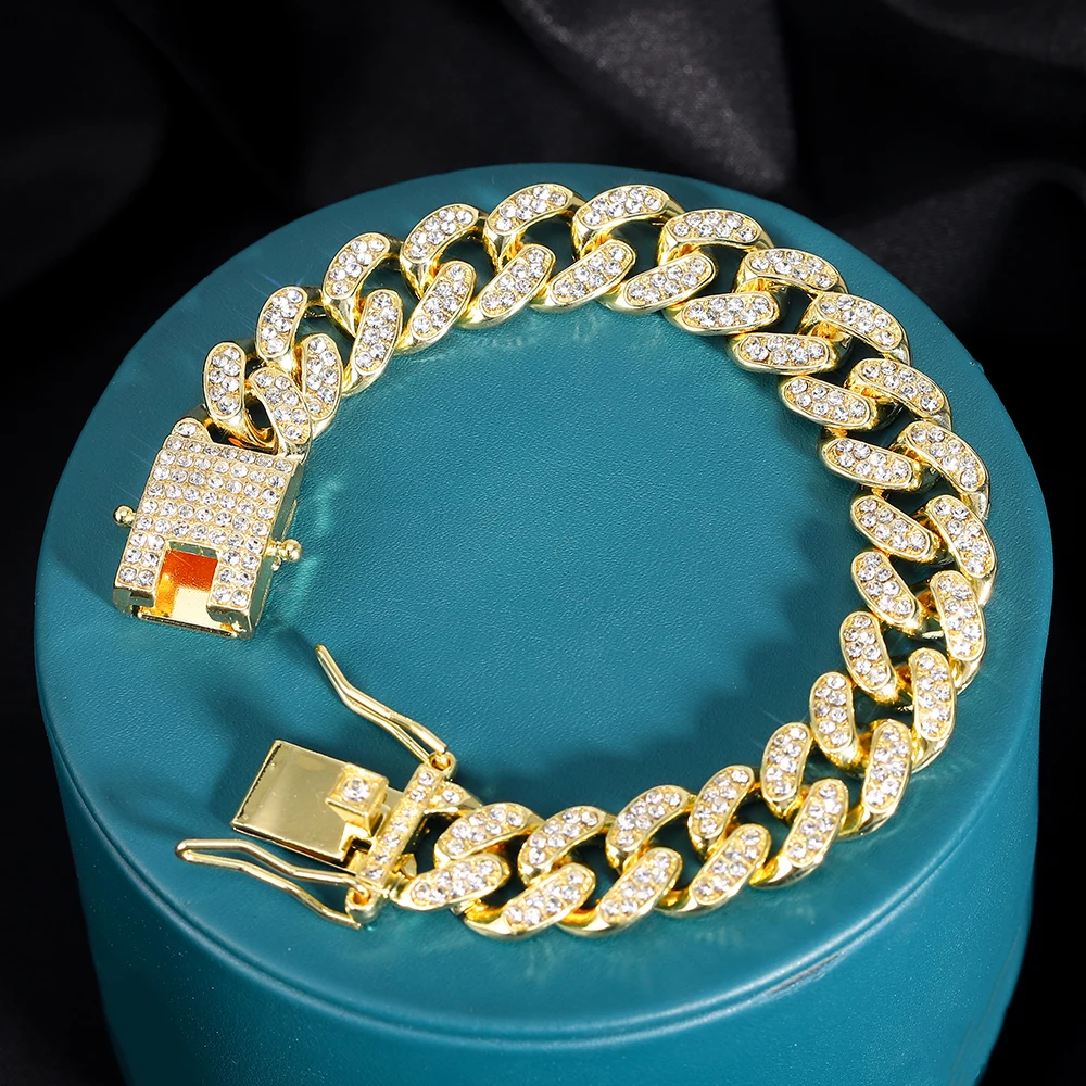 13MM-Hip-Hop-Shiny-Cuban-Link-Chain-Bracelets-Women-Men-Silver-Color ...