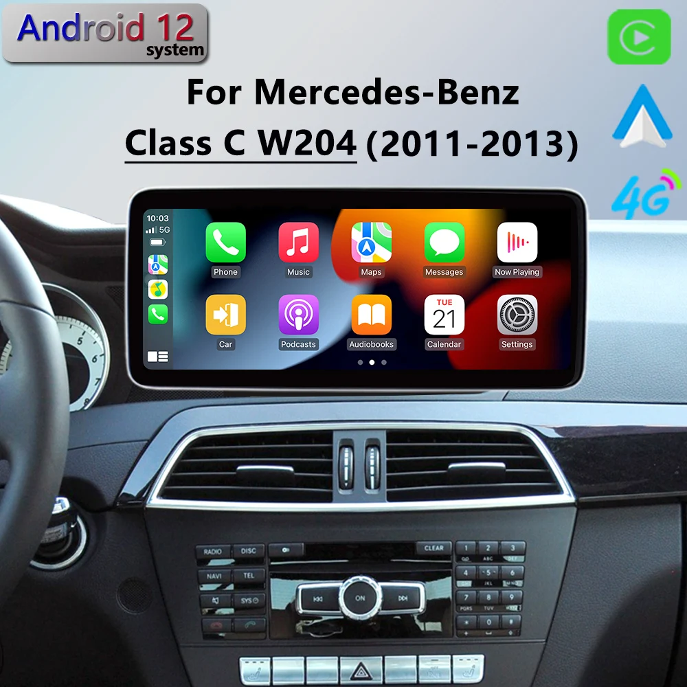 Para mercedes benz classe c w204 c180 2013 lhd rhd android 12 hd ...
