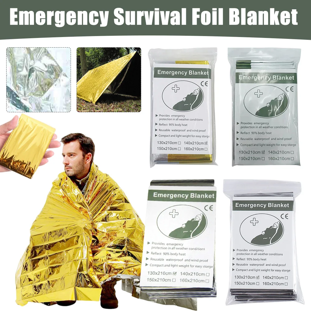 Thermal Survival Foil Blanket Waterproof Emergency Survival Blankets ...