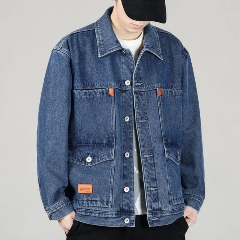 Denim-Jackets-Man-Wool-with-Sheep-Jeans-Coat-Overcoat-Black-Wide ...