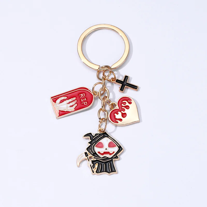 Cartoon-Sickle-Messenger-Heart-Keychains-Cross-Tombstone-Key-Rings-For ...