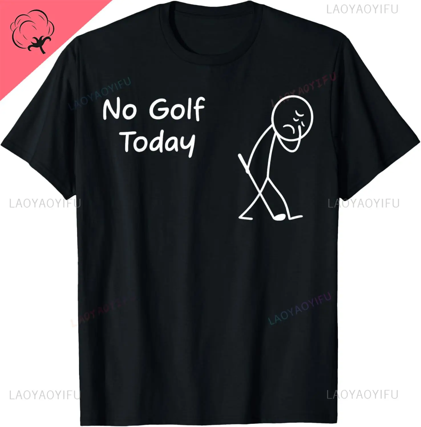 No Golf Today Funny Sad Graphic Stickman Golfer Figure T-Shirt Men and ...