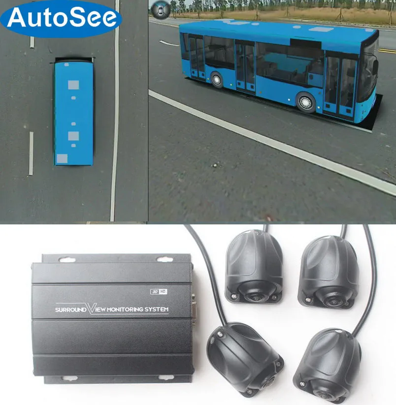 2 3 door Bus Coach 360 degree camera bird's eye AVM panoramic view ...