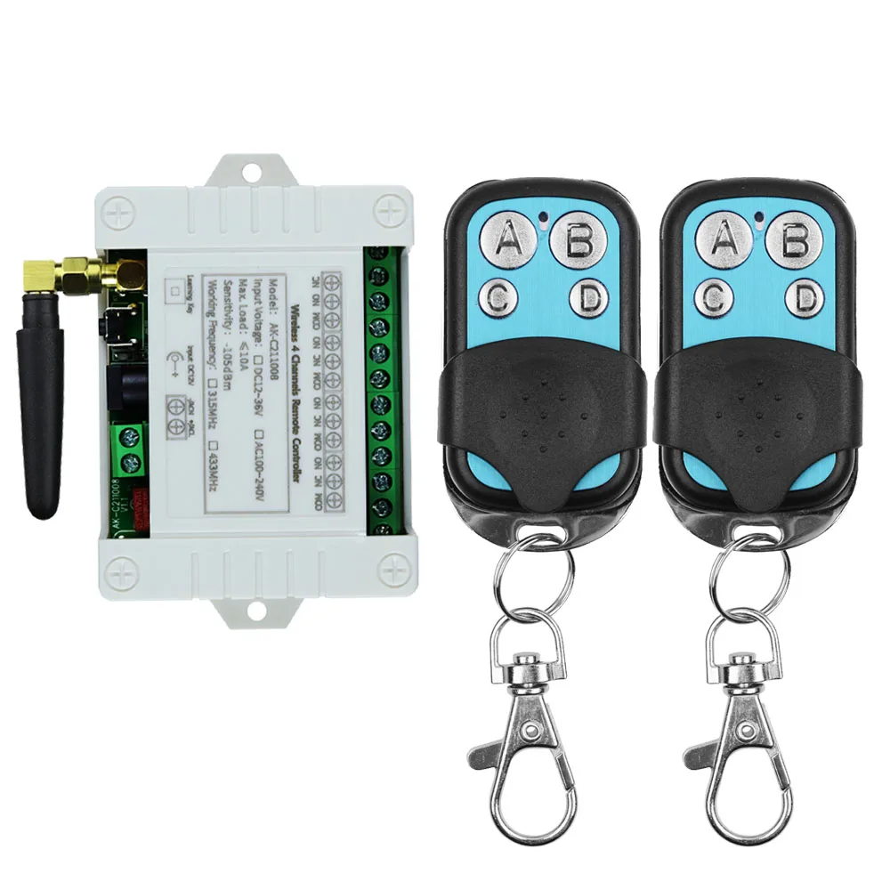 Smart Multiple AC 110V 220V 10A 433MHz 4 Channel Wireless Relay RF ...