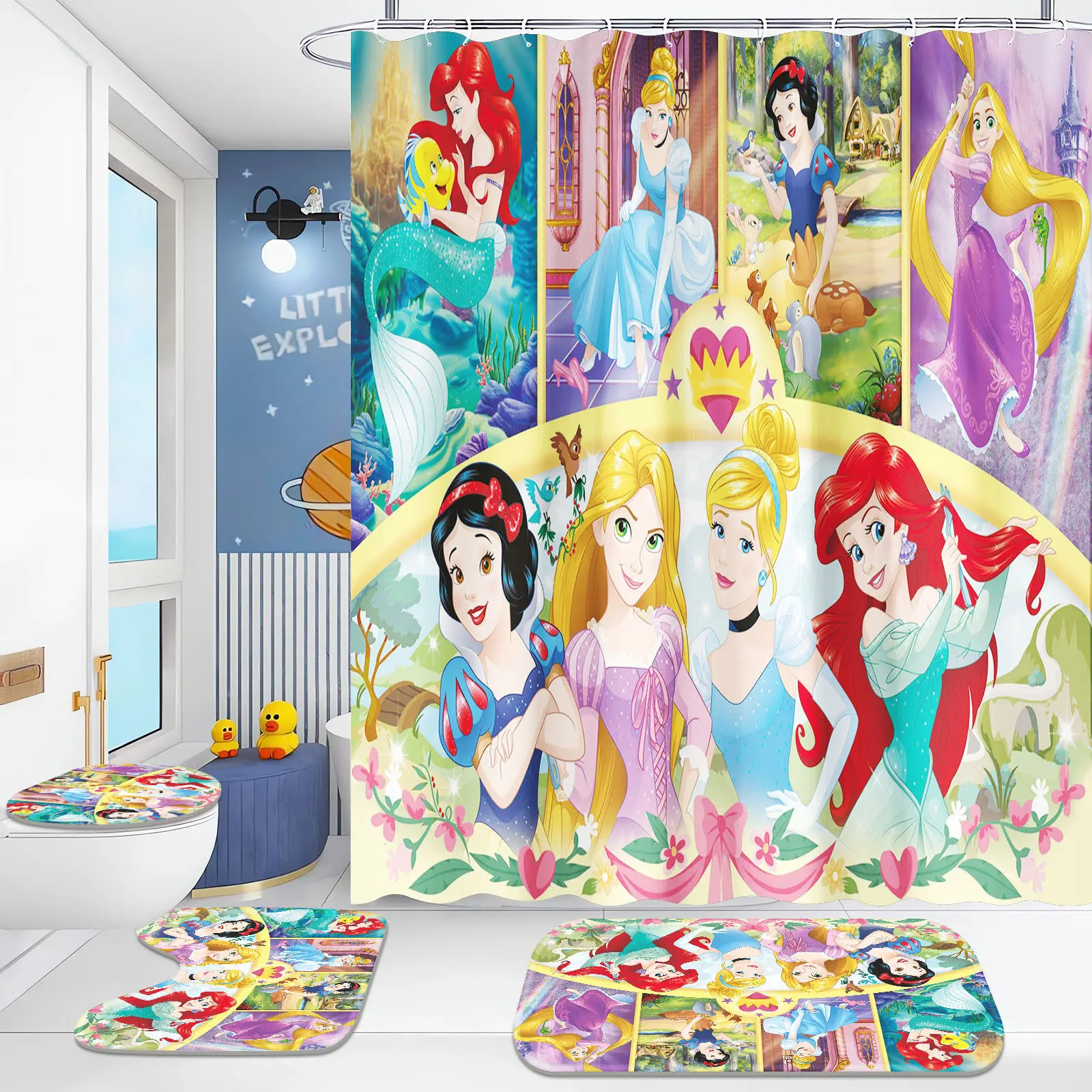 Princess-Shower-Bath-Set-Cartoon-Cute-Curtain-Luxury-Decorations-and ...