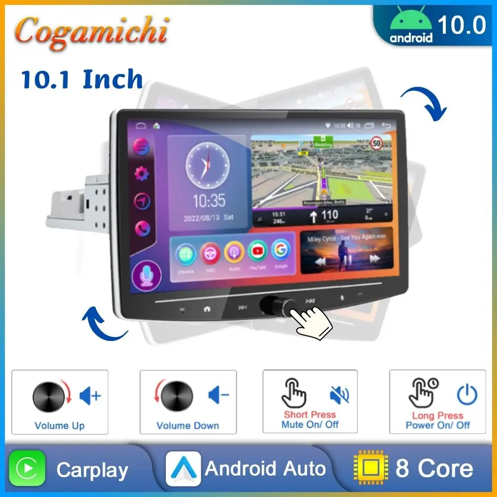 1 Din Universal Knob Car Multimedia Player 10inch Touch Screen ...