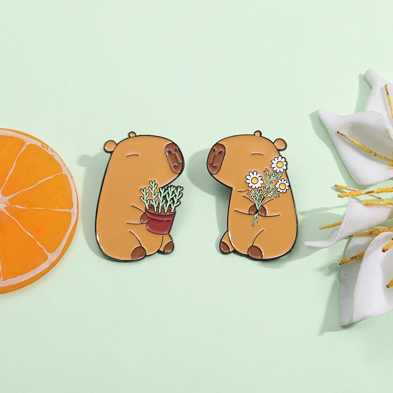 Wholesale-Cute-Capybara-Enamel-Pins-Cartoon-Animal-Hard-Metal-Brooches ...