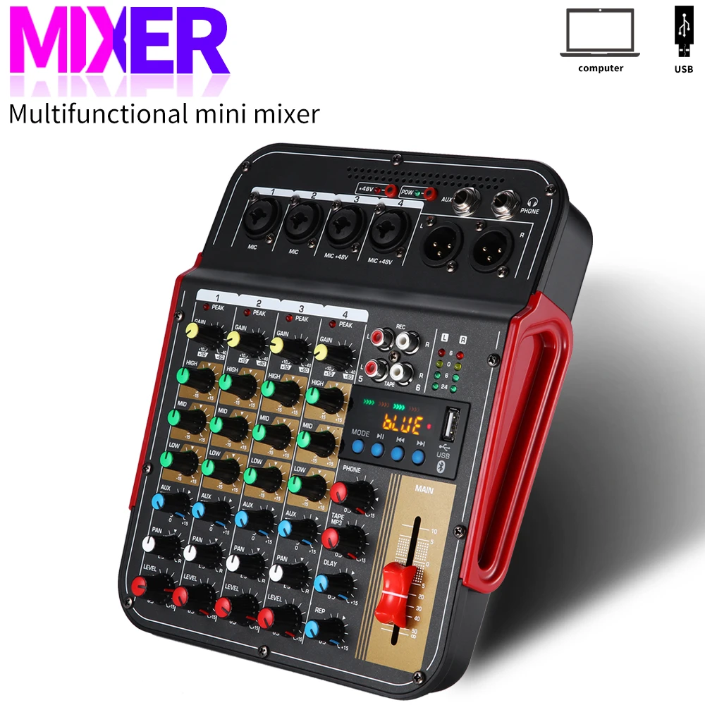 MX i6 6 channel audio mixer conferência ao ar livre áudio usb bluetooth reverb processador de ...