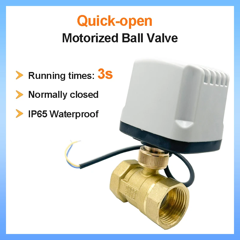 1/2" 3/4" 1" 2" Normally Closed Motorized Ball Valve 3s Quick-open IP65 ...
