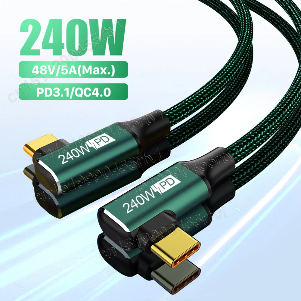Dual Elbow PD240W USB C to C Cable 5A Fast Charging Wire for PS5 Nintendo Switch Galaxy MacBook ...