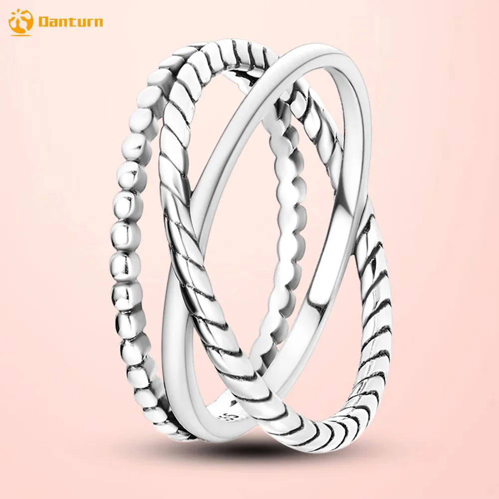 Danturn 925 Sterling Silver Ring Twist Crossed Wide Rings Women Rings ...