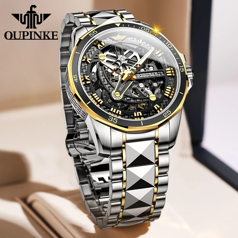 Oupinke Men Mechanical Watch Sapphire Glass Automatic Wristwatch Luxury ...