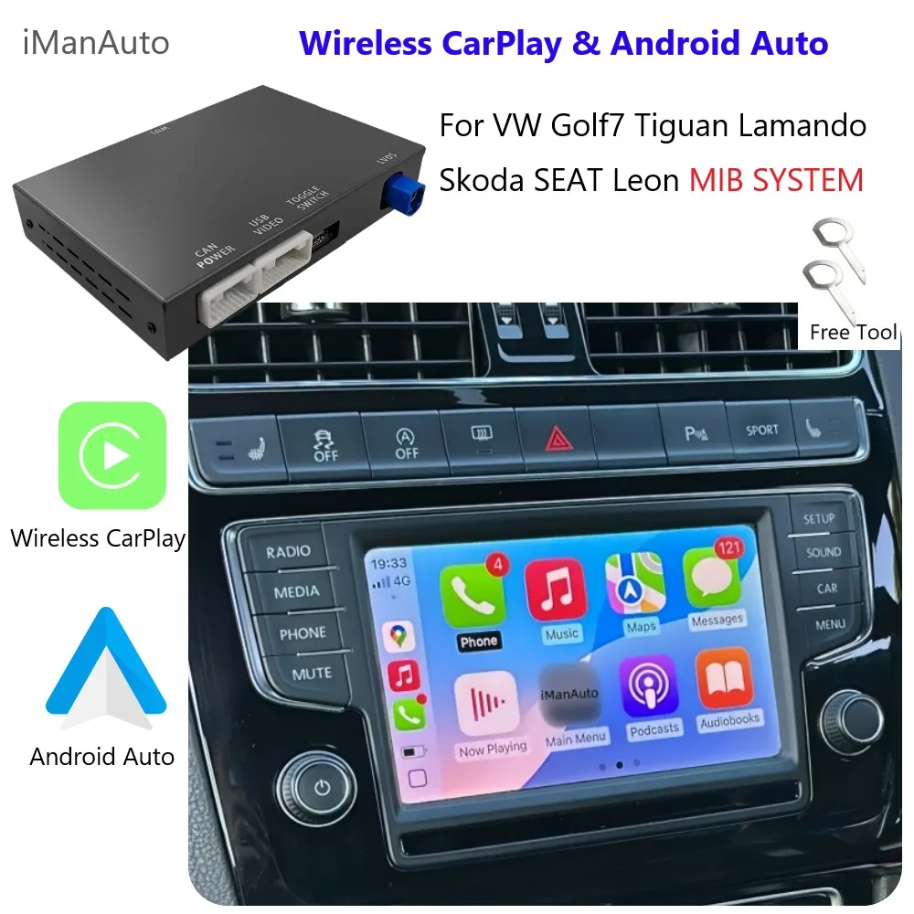 Wireless Carplay Android Auto Module Box for VW Volkswagen Skoda ...