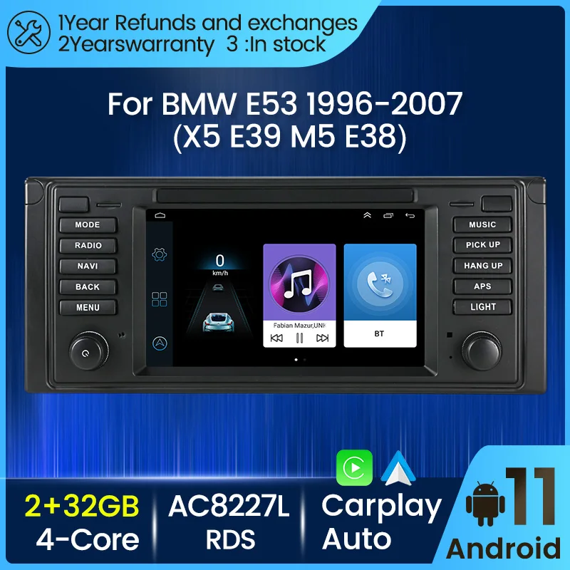 Android-11-RDS-Car-Radio-Stereo-With-Screen-For-BMW-X5-E53-5-Series-E39 ...