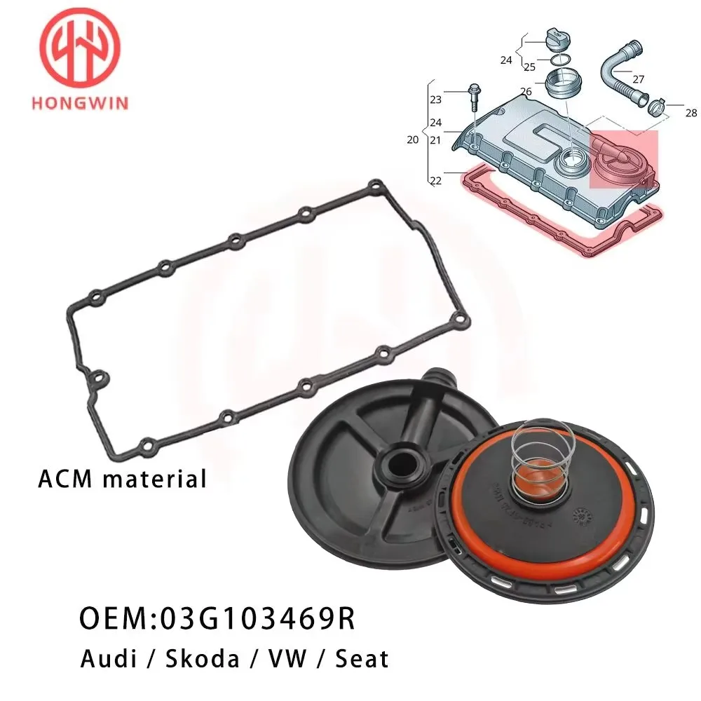 03G103469R Car Engine PCV Valve Cover Repair Kit With Membrane ...