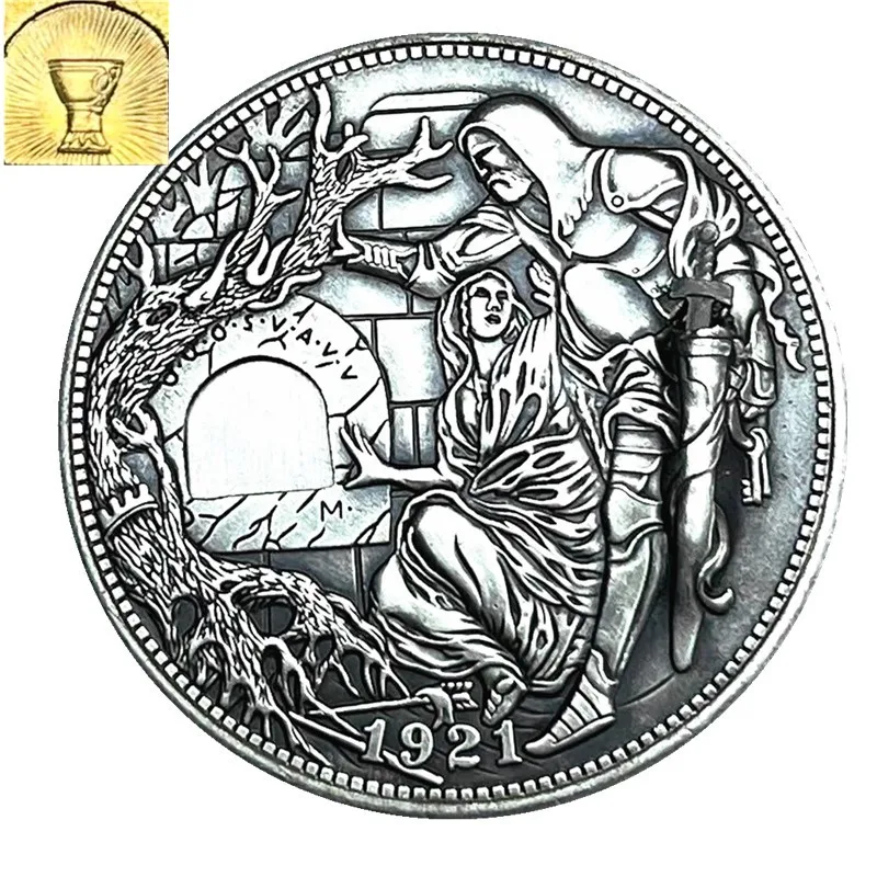 Handmade-Movable-Mechanism-Holy-Grail-Hobo-Nickel-Coin-Wandering ...