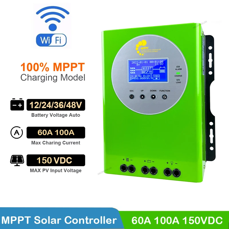 60A 100A MPPT Solar Charge Controller With Function WIFI 12V 24V 36V ...