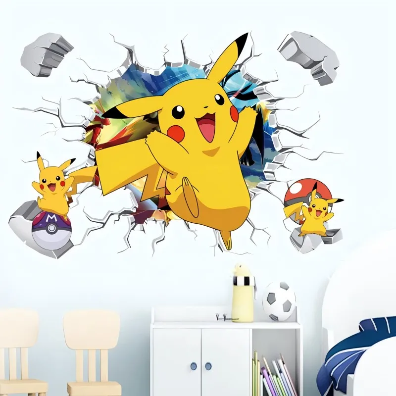 MINISO 3D Cartoon Pokemon Pikachu Anime Movies Wall Stickers For Kid's ...