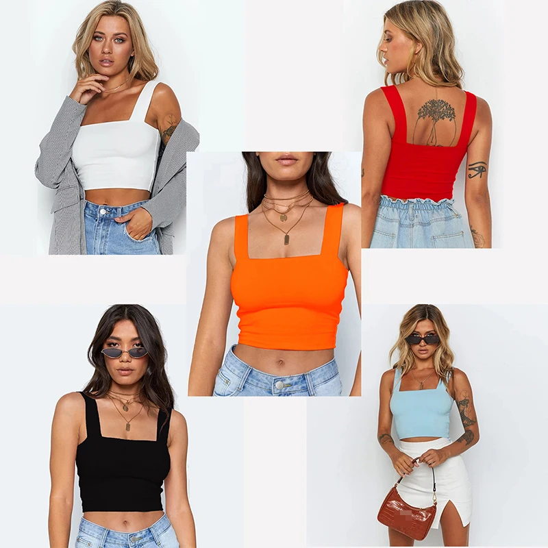 New-Crop-Tops-Summer-Solid-Color-Fashion-Women-Sleeveless-Camisole-Slim ...