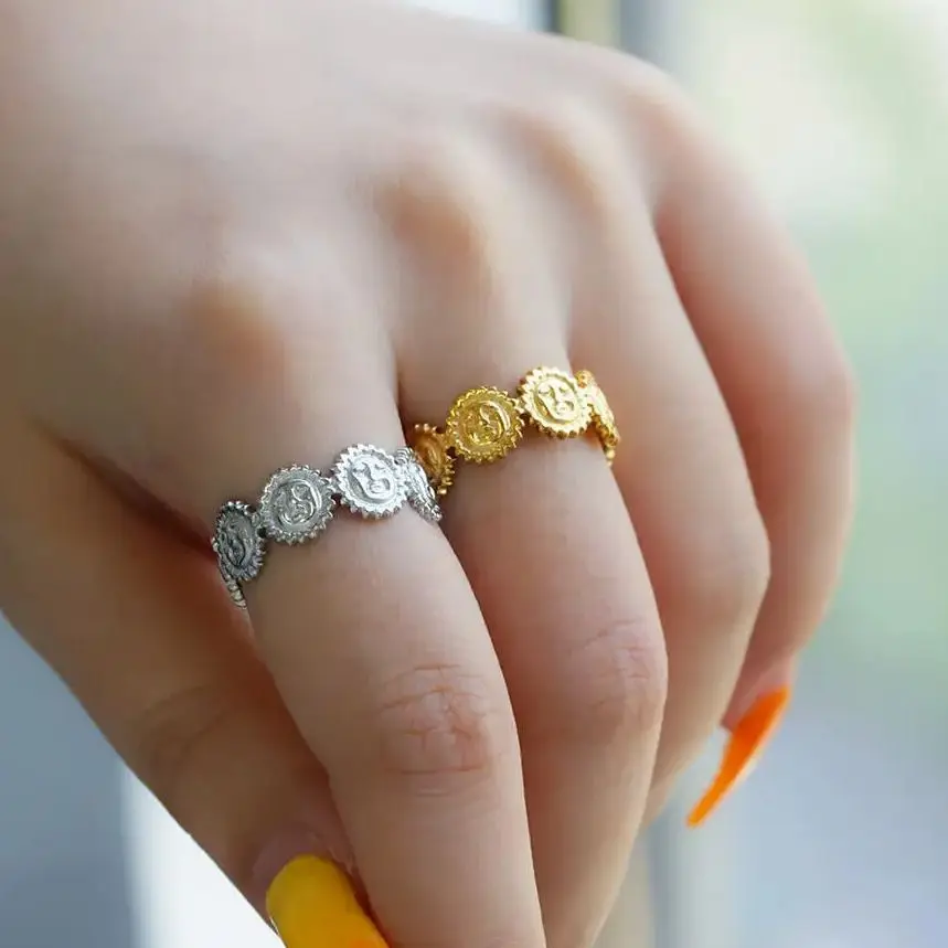 Vintage-Human-Face-Stainless-Steel-Rings-For-Women-Gold-Color-Glossy ...