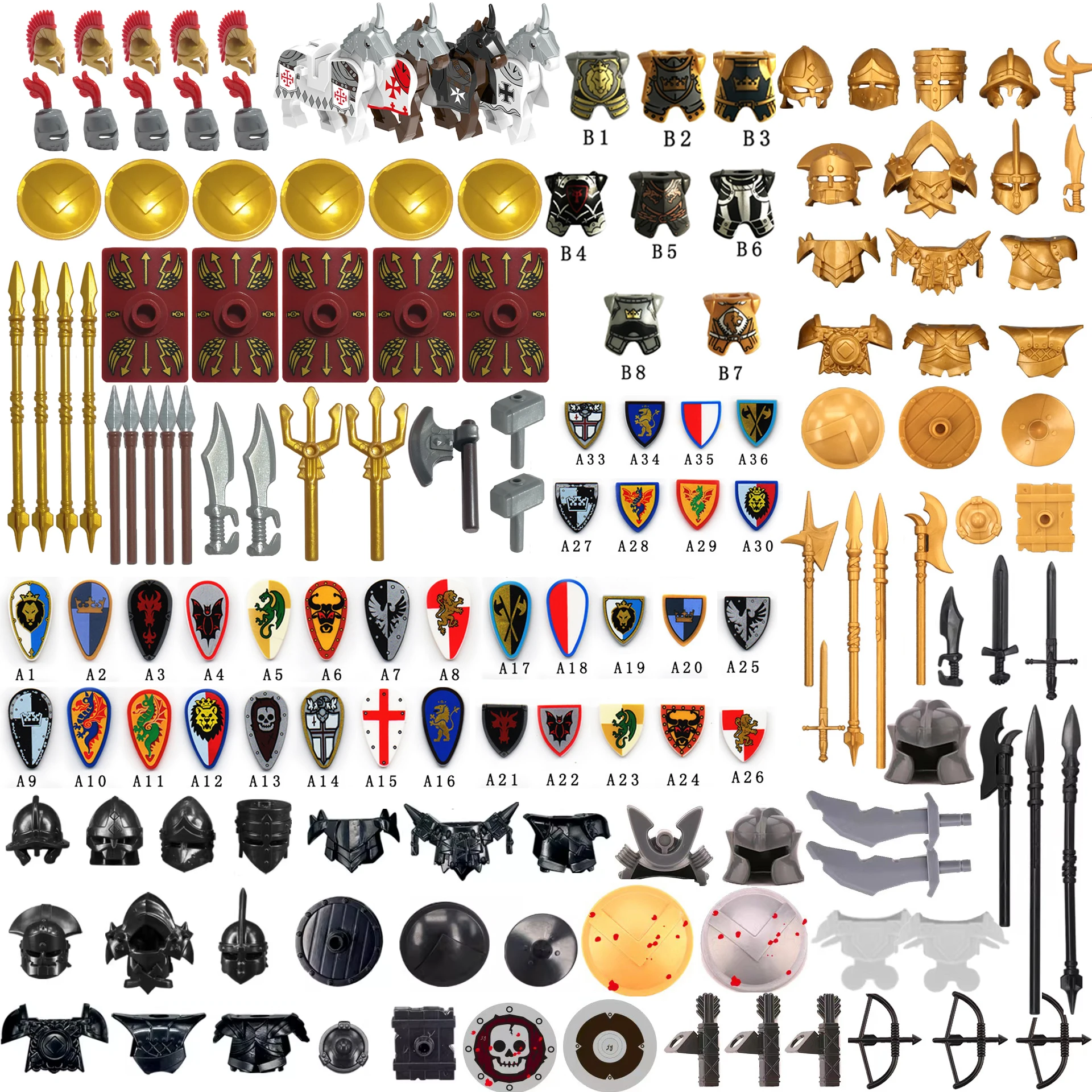 Medieval Military Weapons Parts Building Blocks Army Knight Guard Gun ...