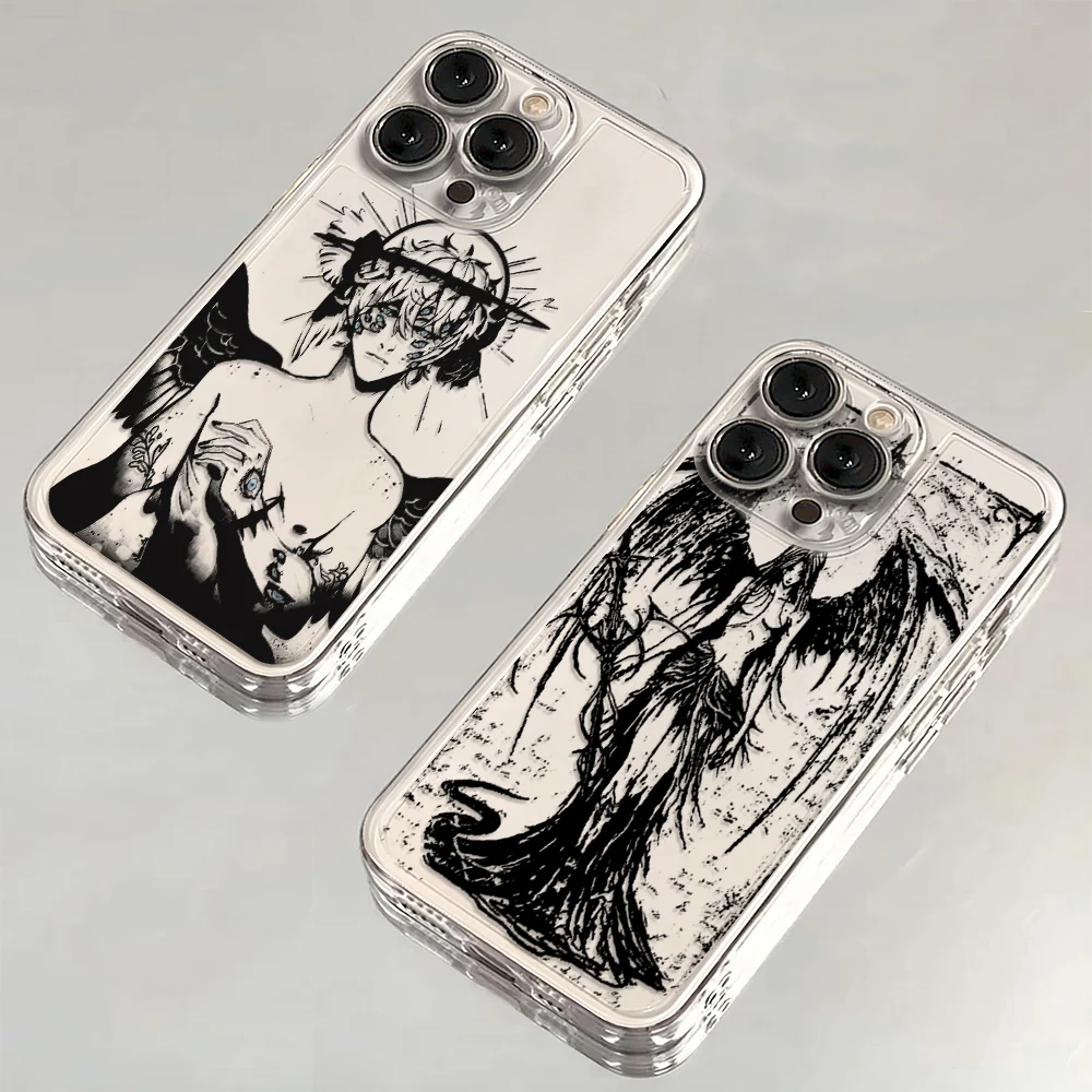 Black Art Angels and Demons Phone Case For Samsung S24 S23 S22 S21 S20 ...