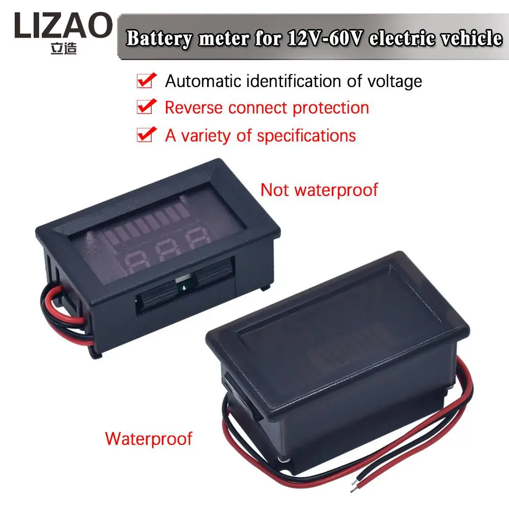 Car Battery Charge Level Indicator 12V 24V 36V 48V 60V 72V Lithium ...