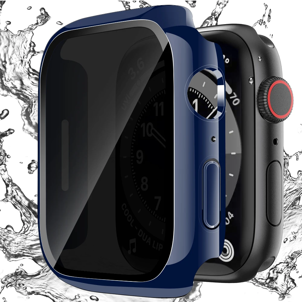 for Apple Watch 45mm 41mm 44mm 40mm Privacy Glass+Case Tempered Anti ...