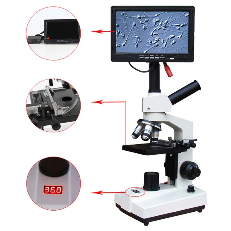 LCD-Biological-Microscope-Animal-Semen-Sperm-Egg-Observation-Artificial ...