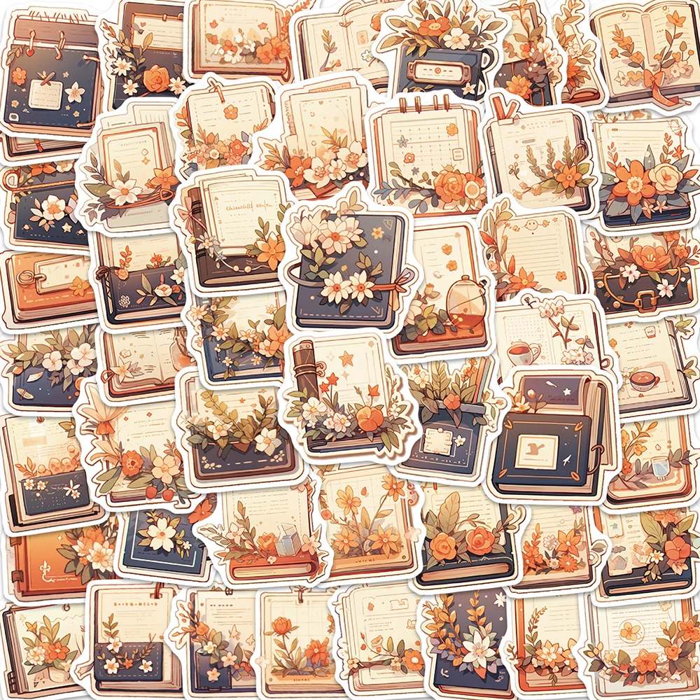 10-30-50pcs-Cute-Art-Book-Flower-Cartoon-Stickers-Aesthetic-Decals ...