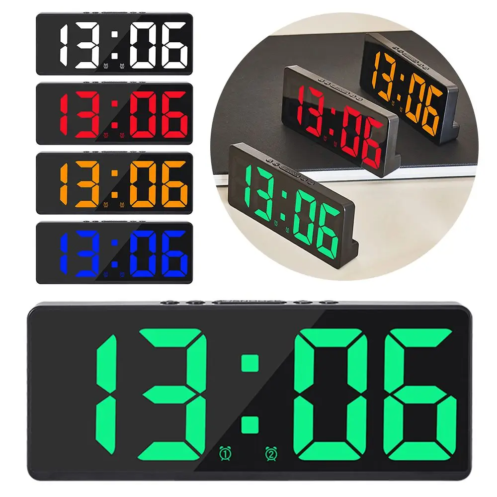 Teperature Snooze Night Mode Desktop Table Clock Voice Control Digital ...