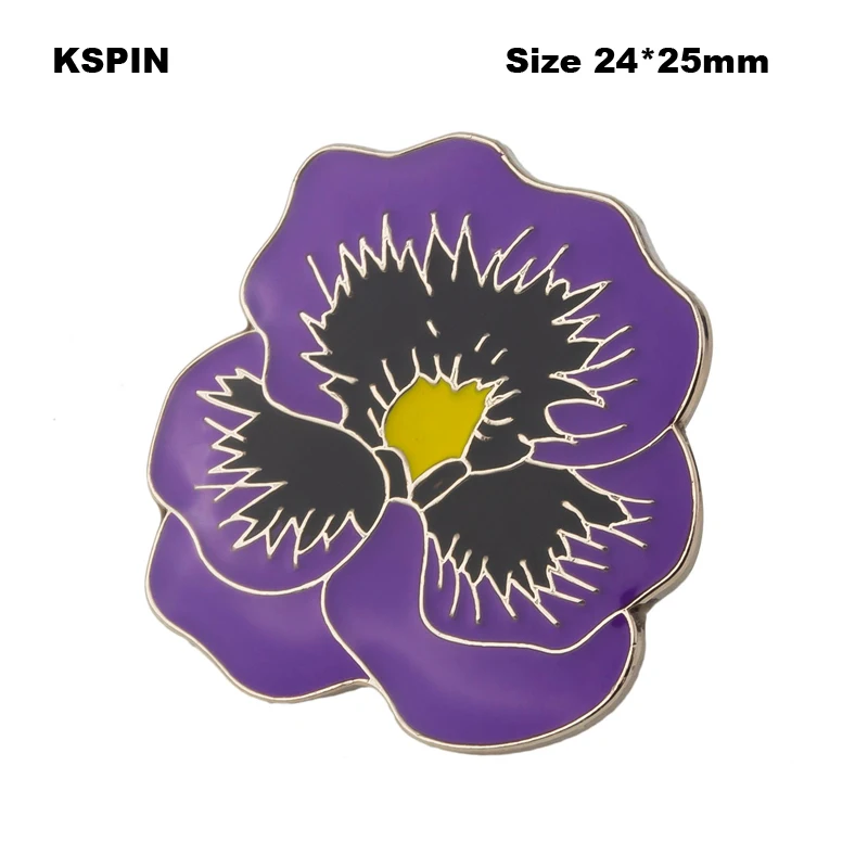 10pcs a lot Purple Poppy Flower Lapel pin badges for clothes Pin badges ...