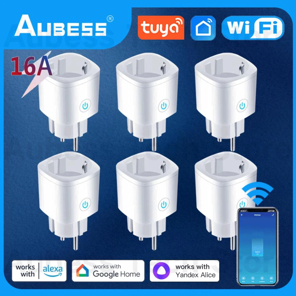 20A WiFi Smart Socket EU/FR Plug Timing Voice Remote Control Tuya ...