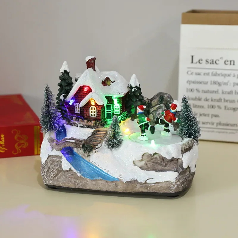 Christmas-House-Decoration-LED-Light-Resin-Rotating-Music-Statue ...
