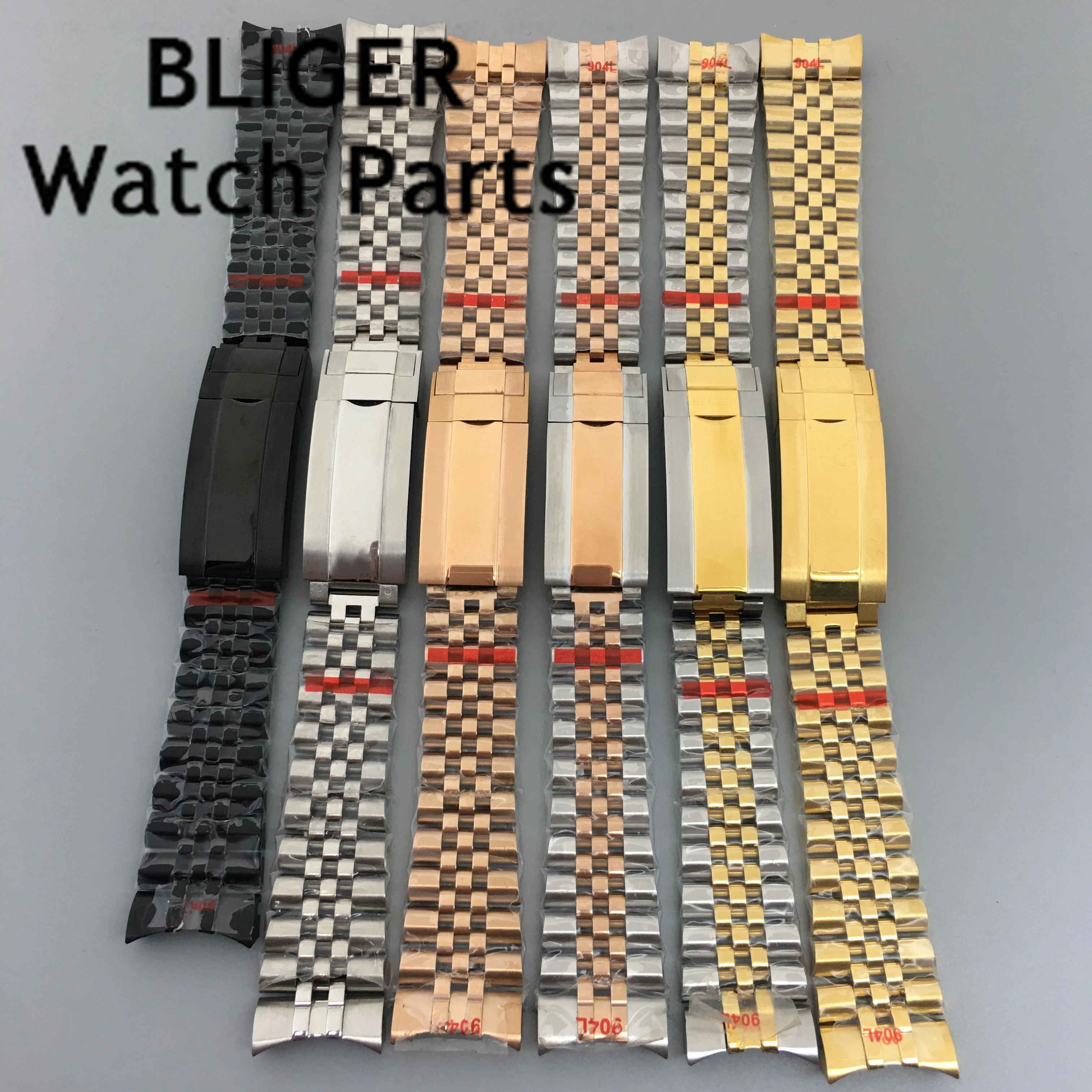 BLIGER 20mm silver black gold bracelet slide glide lock clasp 904L ...