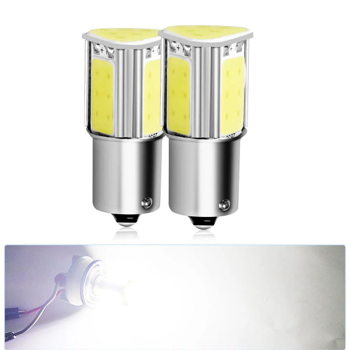 Powerful COB LED Car Brake Reverse Fog Light Bulbs 1156 BA15S P21W S25 ...