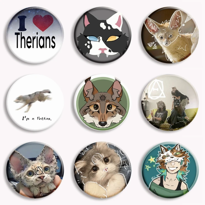 Theta-Delta-Therian-Sign-Fox-Cat-Cartoon-Button-Pin-I-Like-Therian ...