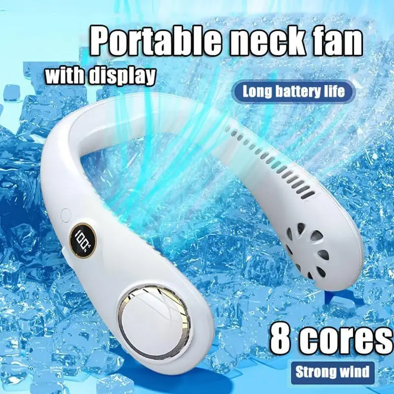 New Sale Portable Hanging Neck Fan Bladeless USB Rechargeable Leafless ...