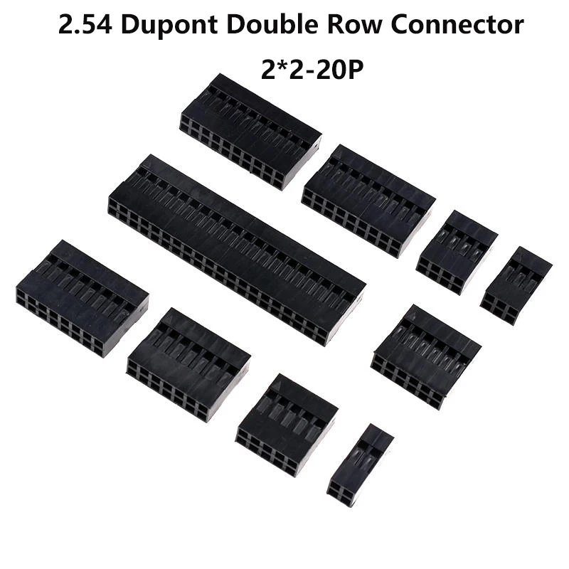 듀폰 커넥터 이중 열 플라스틱 쉘 플러그, 2.54mm, 2/4P, 6P, 8P, 10P, 12P, 14P, 16P, 18P, 20P, 26P, 30P, 32P, 40P ...