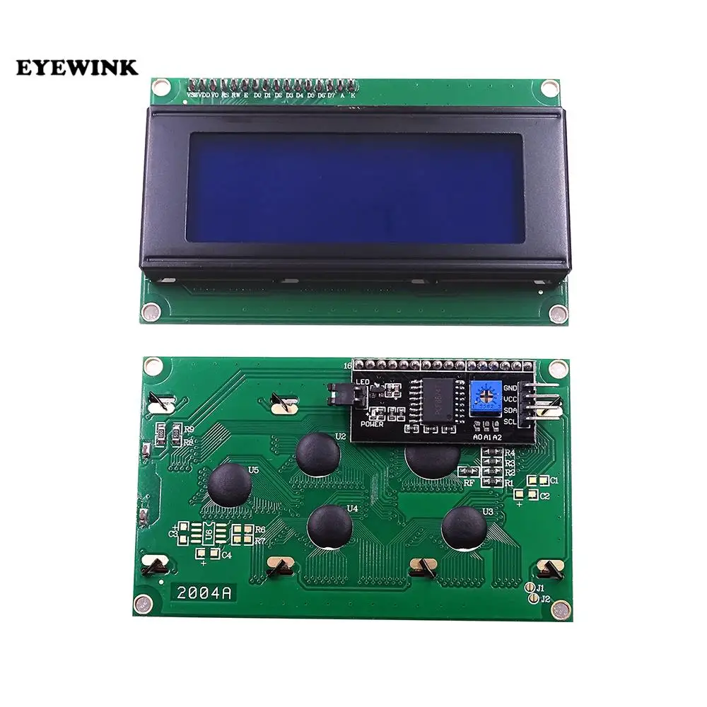 1 pces lcd2004 + i2c 2004 20x4 2004a azul/tela verde hd4780 caráter lcd ...