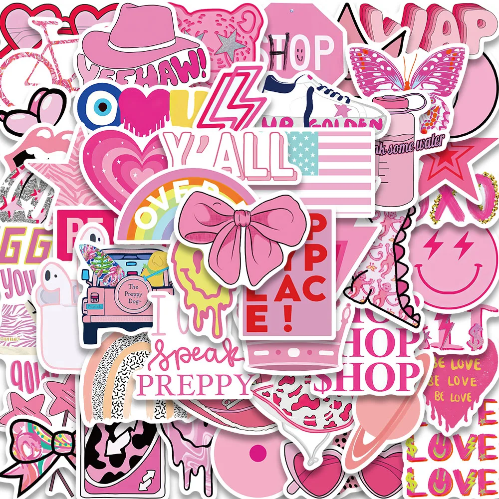 50pcs-Cute-Pink-Preppy-Y2K-Kawaii-Girl-Stickers-Laptop-Luggage-Phone ...