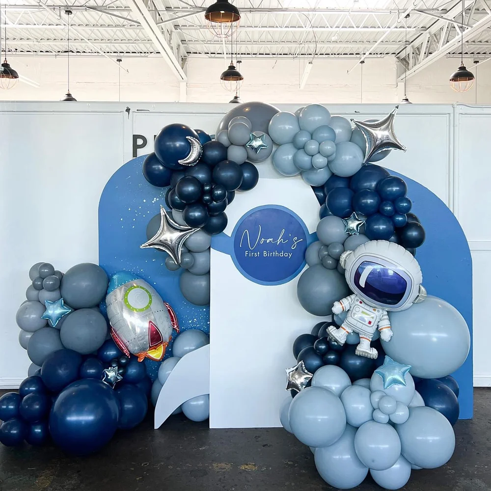 121Pcs Astronaut Rocket Balloon Garland Kit Navy Blue Balloon Galaxy ...