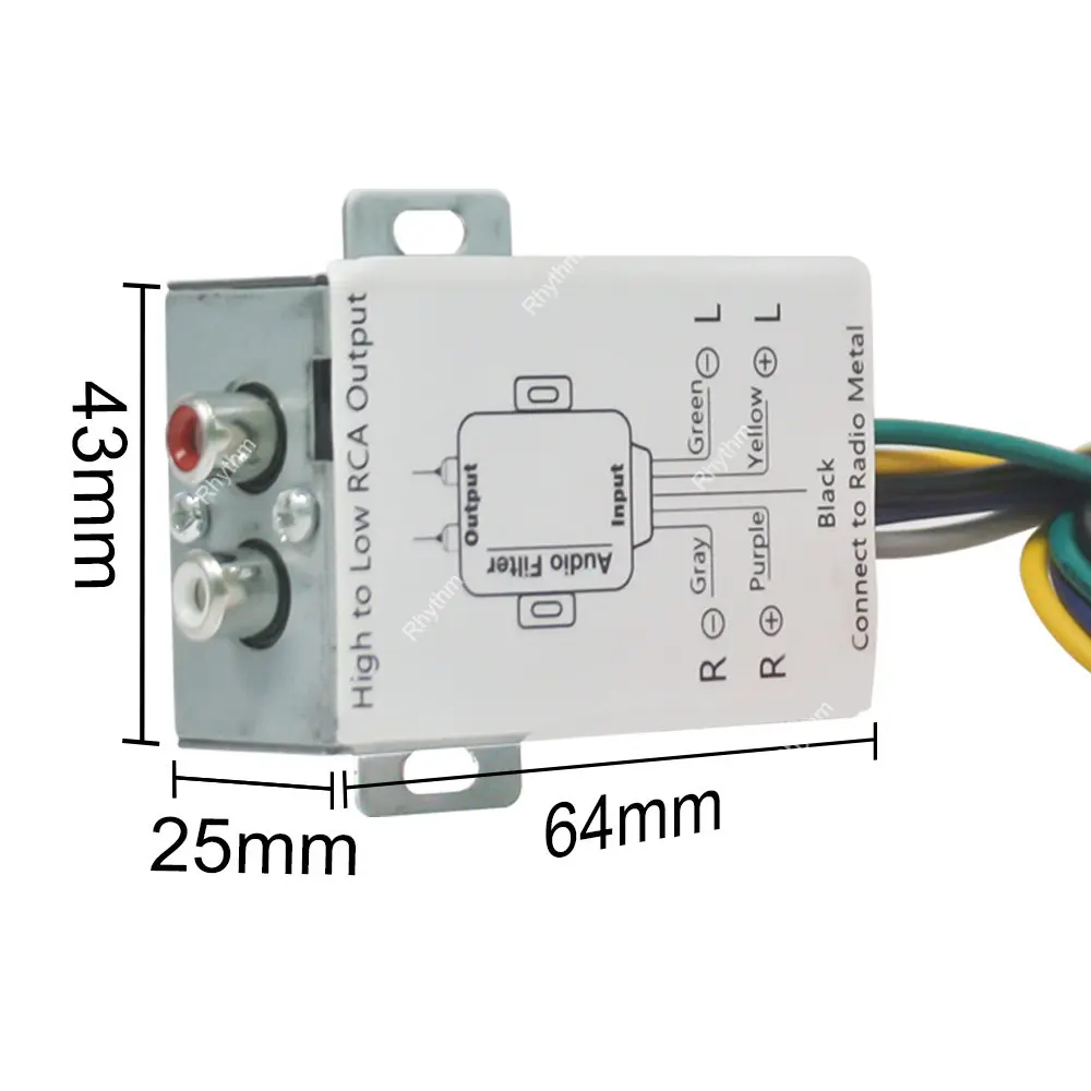 Car Stereo Audio Speak Signal Hi Low Converter for Auto Amp Subwoofer ...