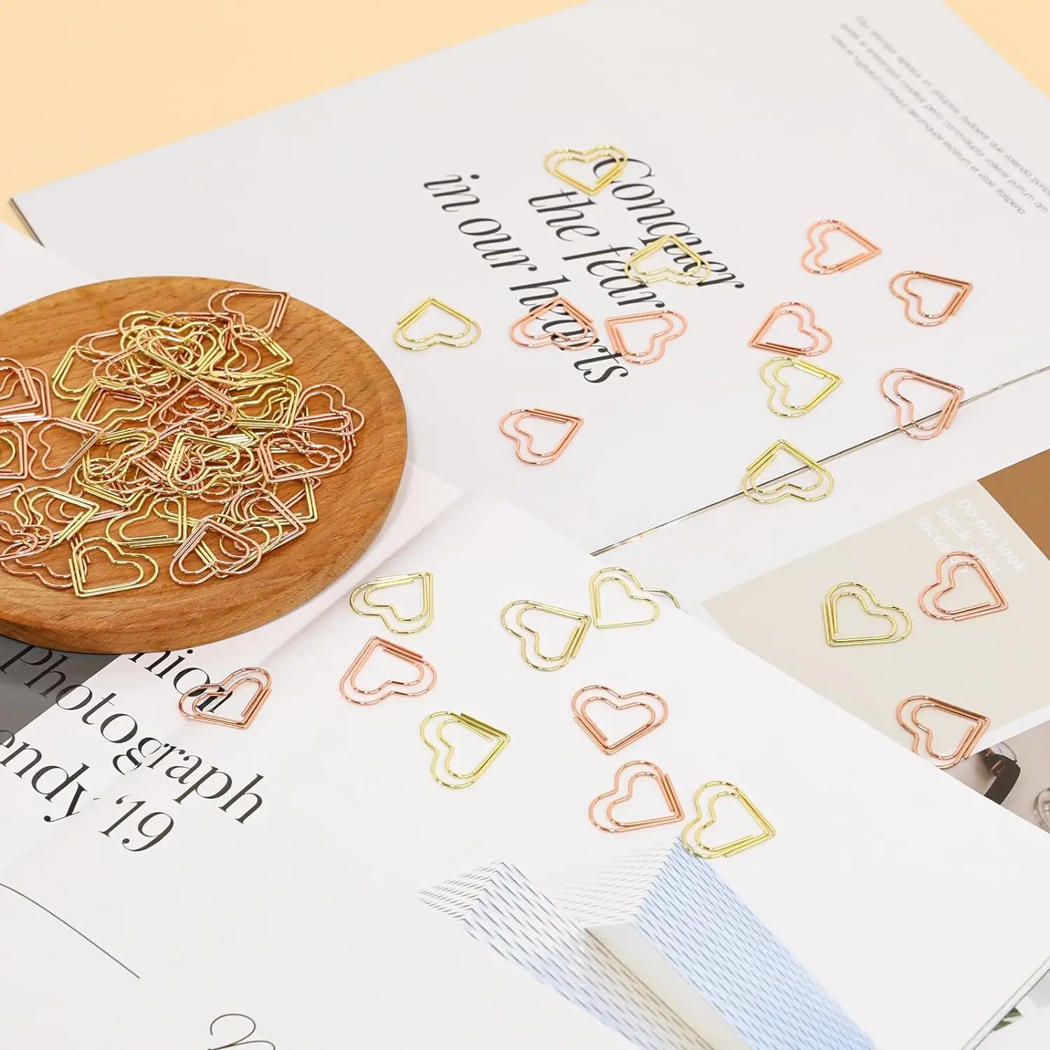 100pcs-Heart-Paper-Clips-Gold-Love-Heart-Shaped-Small-Paper-Clips-Rose ...