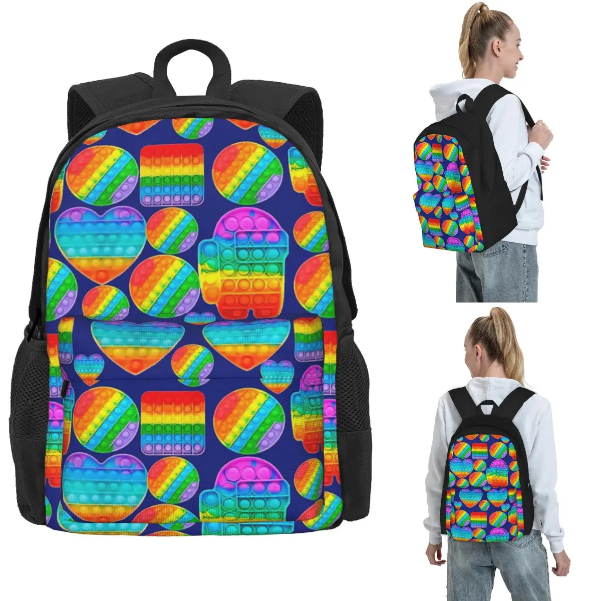 Popit Anti-Stress System Backpacks Boys Girls Bookbag Large Capacity ...