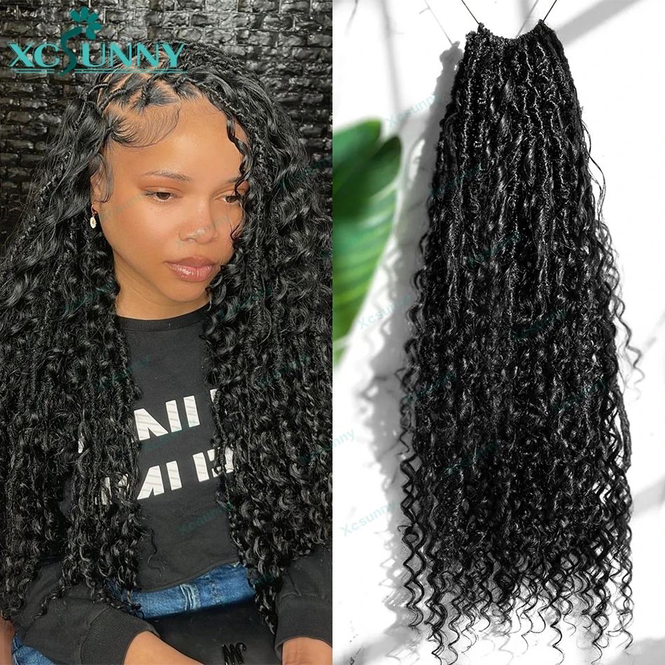 Pre-Looped-Crochet-Boho-Locs-Hair-Extensions-With-Human-Curls-Curly ...